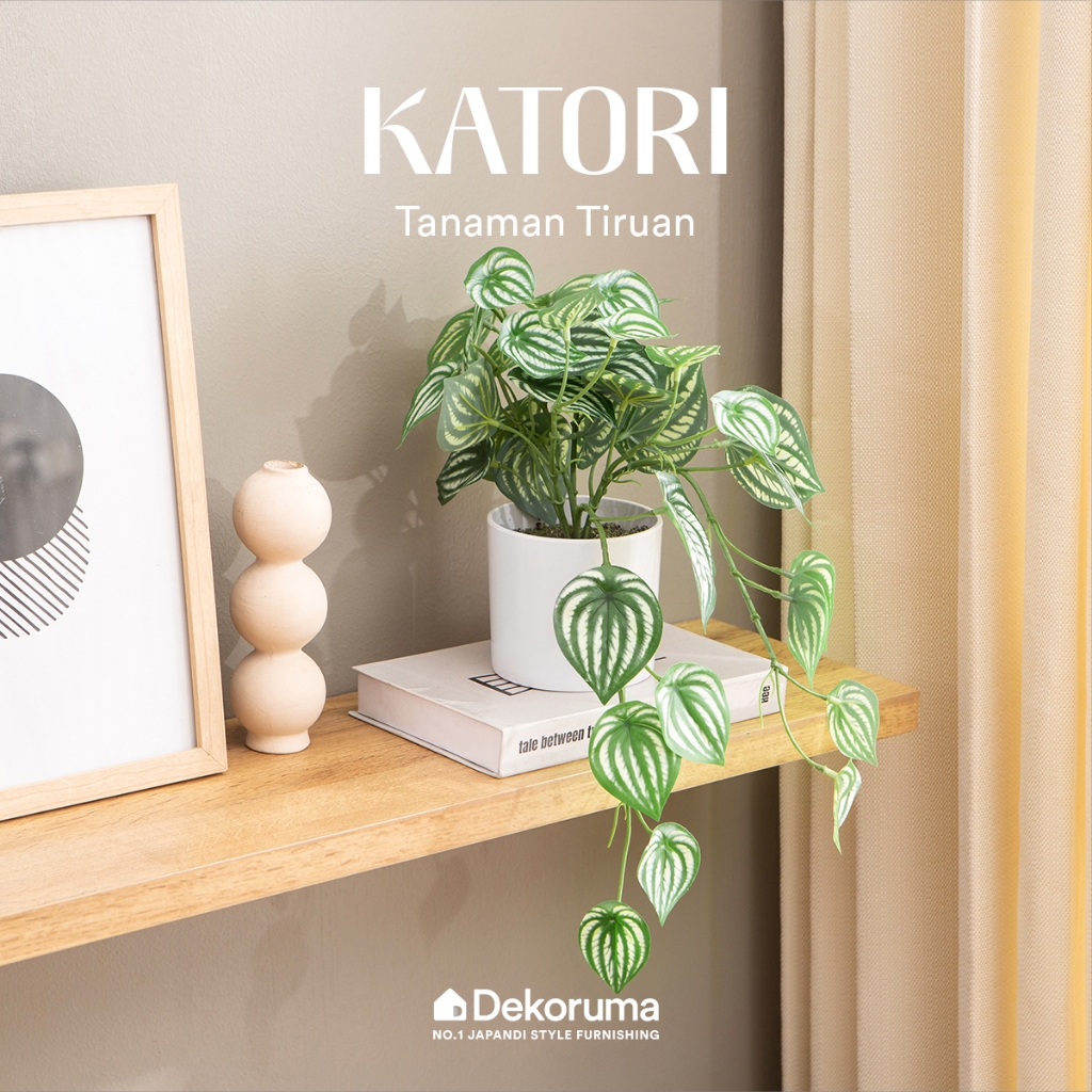 Jual Dekoruma KATORI Tanaman Tiruan Watermelon Leaves dalam Pot Putih ...