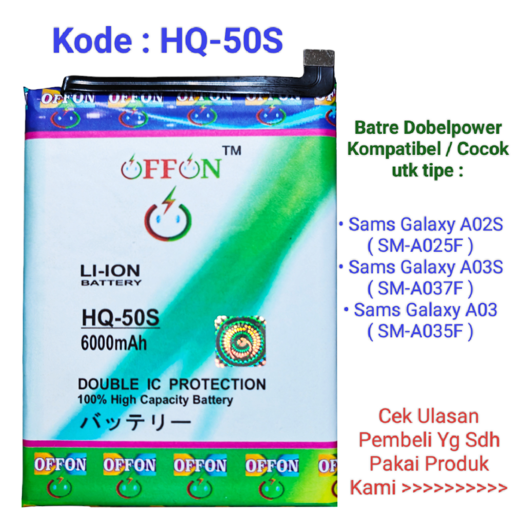 Jual Baterai Doublepower Samsung A02S A025F A03 A03S A037F HQ50S Batre double power Batrai ...