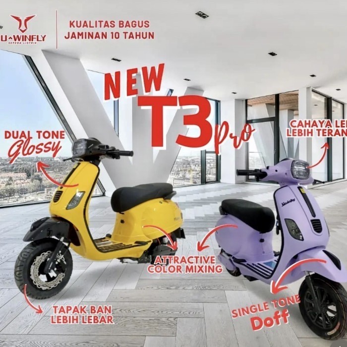 Jual Sepeda Motor Listrik Uwinfly T3 PRO New Model Vespa 1200 Watt Garansi | Shopee Indonesia