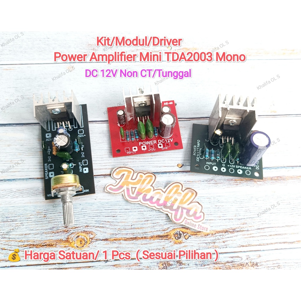 Jual Kit Modul Driver Power Amplifier Mini TDA2003 Mono DC 12V Non CT Tunggal BTL PMPO Ampli TDA ...