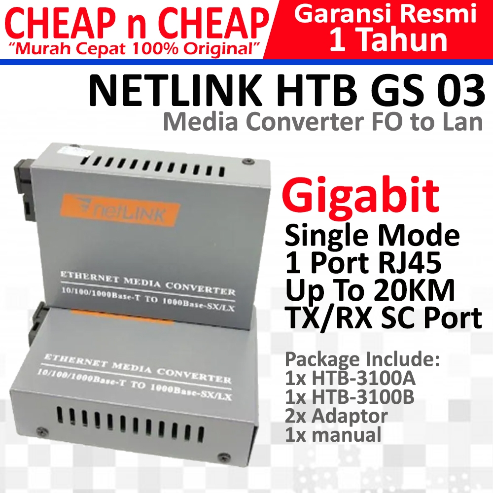 Jual Netlink HTB GS03 Gigabit Media Converter FO Lan RJ45 Fiber Optic GS03 | Shopee Indonesia