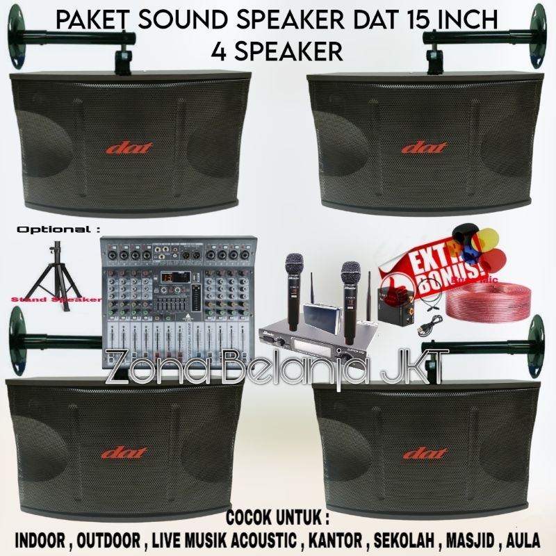 Jual PAKET SOUND SYSTEM INDOOR OUTDOOR SPEAKER DAT 15 INCH 4 SPEAKER ...