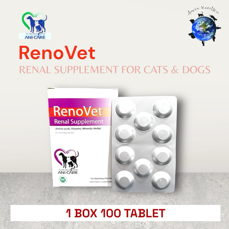 Jual Renovet Renal / Kidney Supplement For Cats & Dogs (1 BOX 100 ...