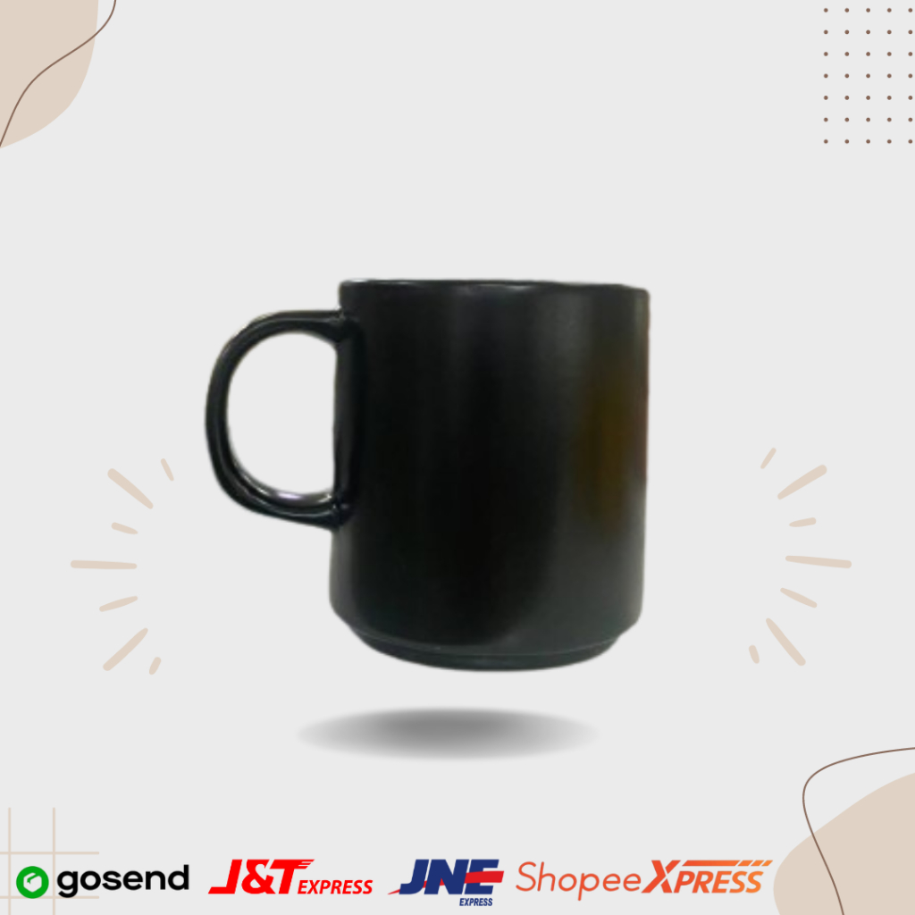 Jual MUG GELAS KERAMIK POLOS FULL BLACK DOFF | Shopee Indonesia