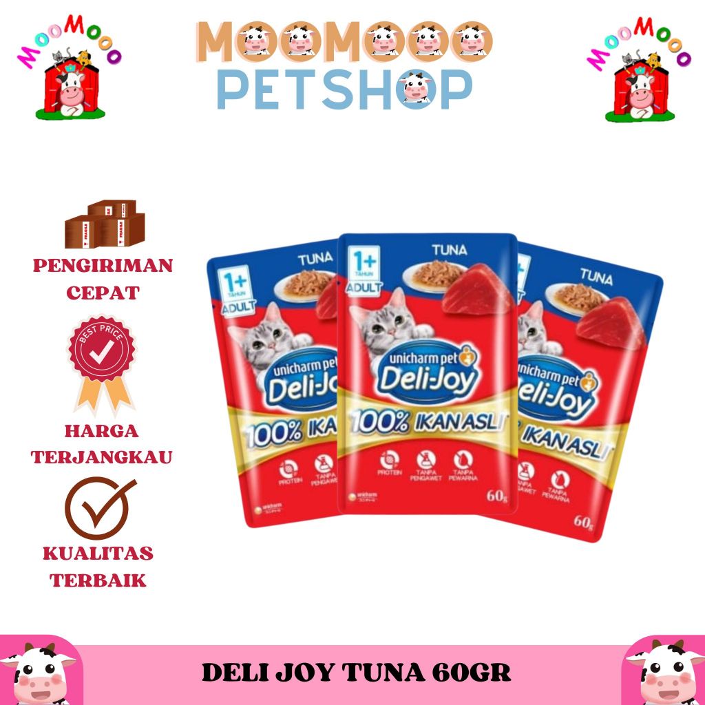 Jual Deli-Joy Pouch Tuna 60gr / Makanan Basah Kucing Dewasa | Shopee ...