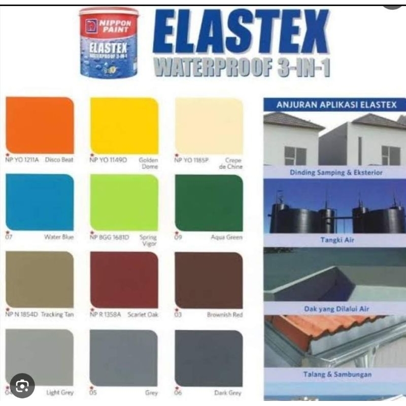 Jual NIPPON PAINT ELASTEX WATERPROOF 3-in-1 liter | Shopee Indonesia