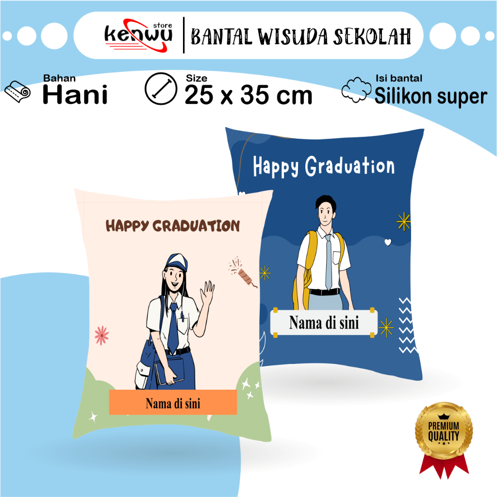 Jual Kenwustore Bantal Wisuda Sekolah SMP SMA 25x35cm - Bantal Custom ...