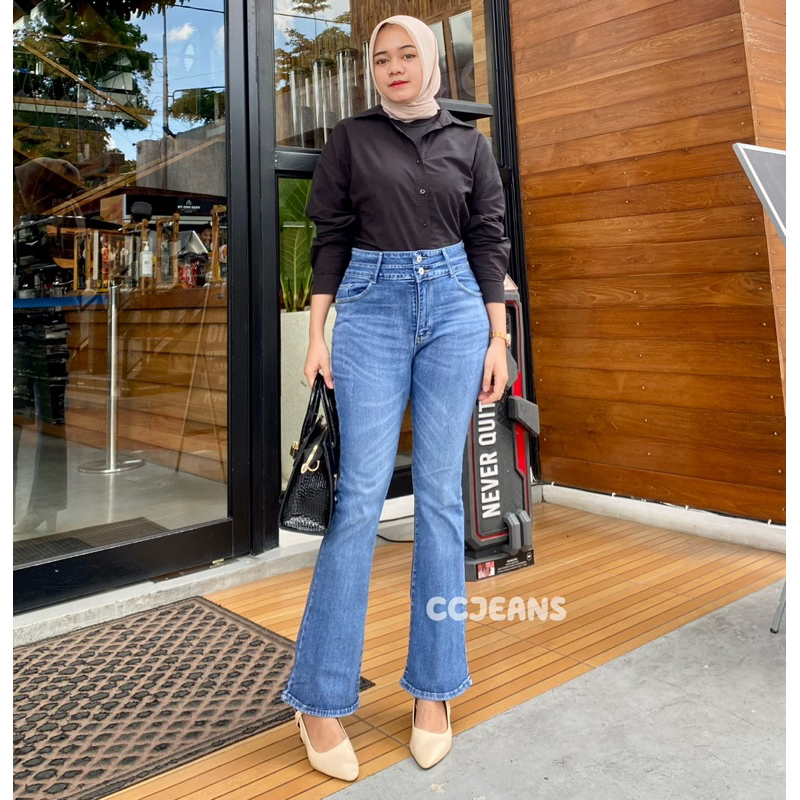 Jual CCJEANS - Esme HW Cutbray Jeans Panjang Kancing 2 Button Aktif ...