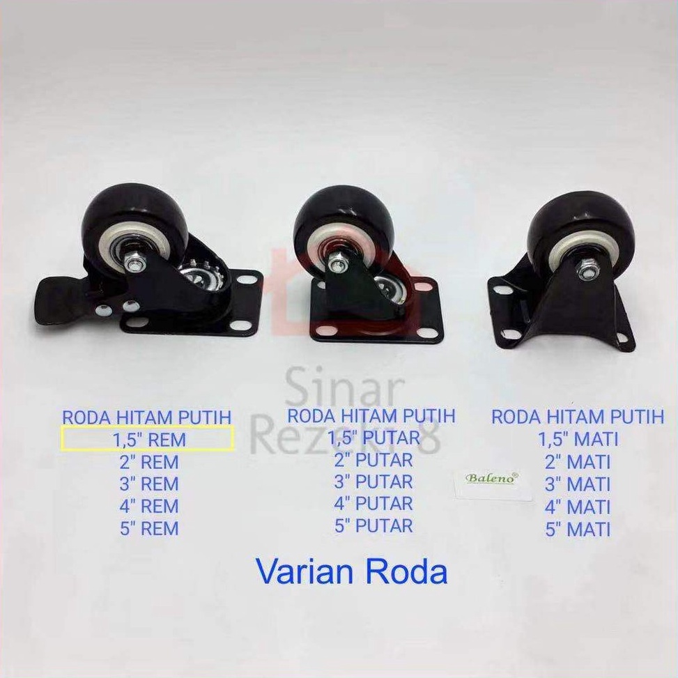 Jual Langsung Beliii Roda Pu HITAM 15 inch REM Hidup Brake Caster ...