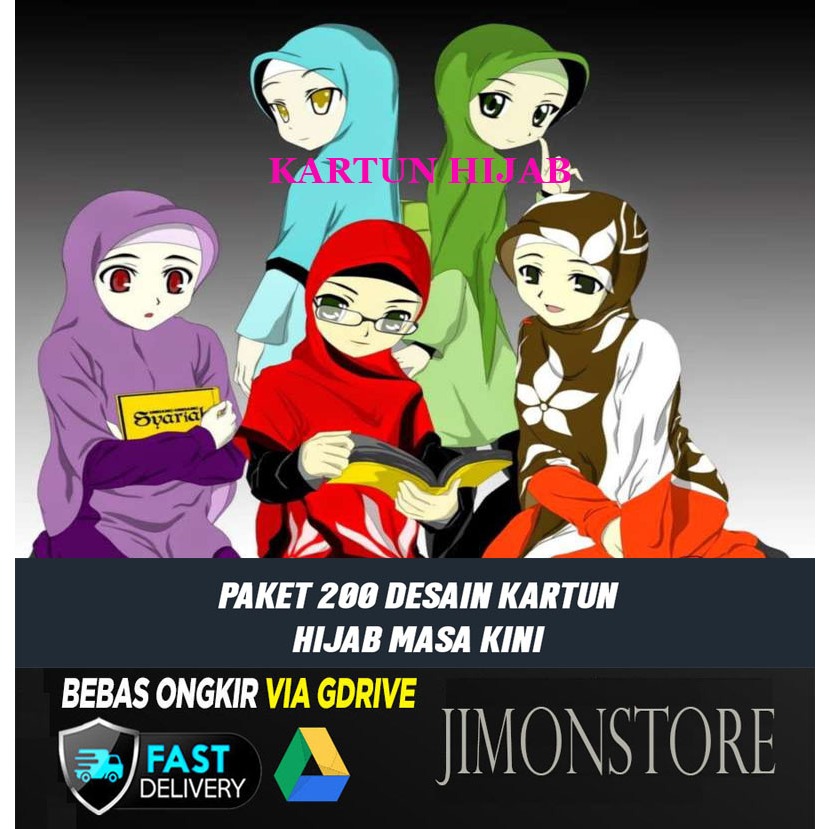Jual Paket 200 Desain Kartun Hijab Masa Kini Bahan Design Promosi ...