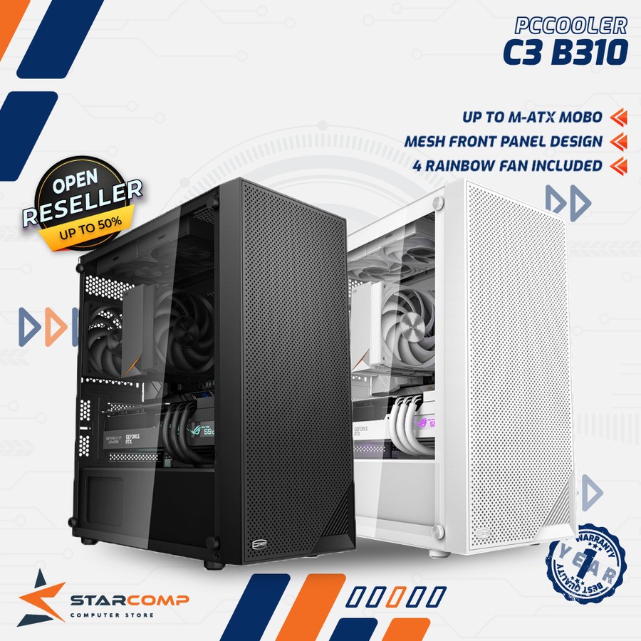 Jual PCCOOLER C3 B310 M-ATX MESH GAMING CASE FREE 4 FAN RGB | Shopee ...
