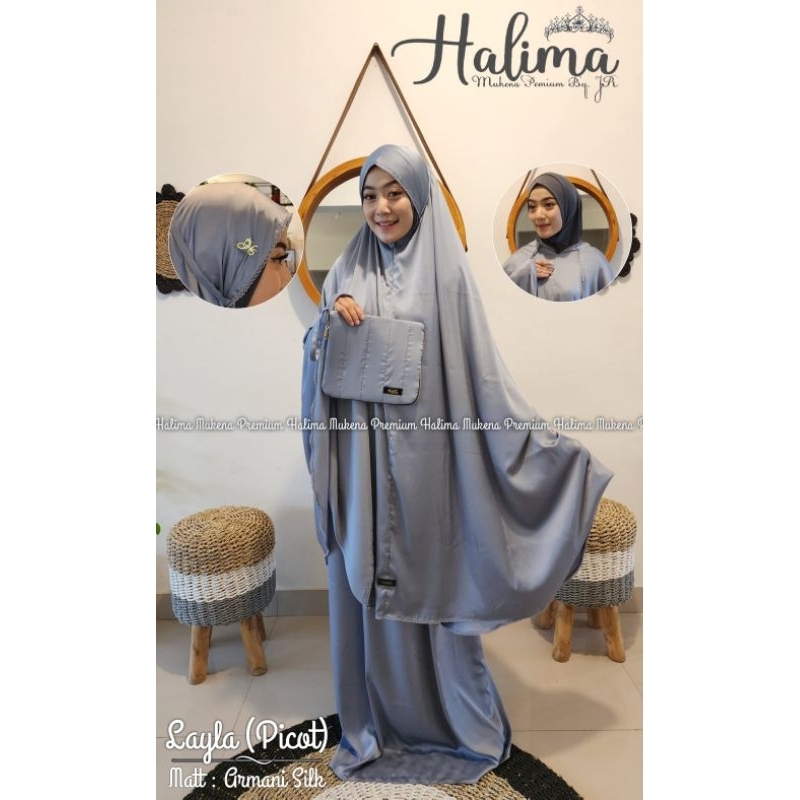 Jual mukenah layla bahan armany silk by halima | Shopee Indonesia