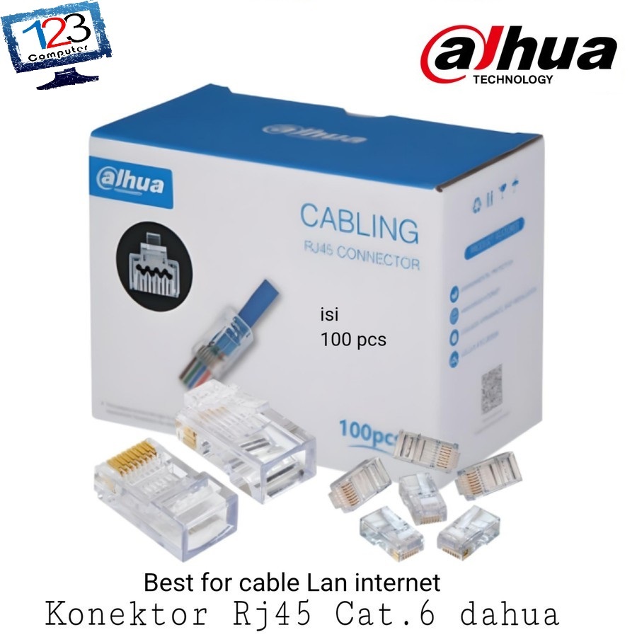 Jual DAHUA Konektor RJ45 Cat6 1Box isi 100pcs Kualitas No.1 Original 100% (TEMBUS ANTI GAGAL ...