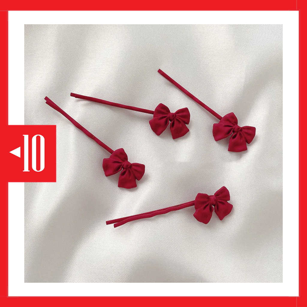 Jual HP-05 jepitan jepit rambut hairpin hair pin bow pita ribbon red ...
