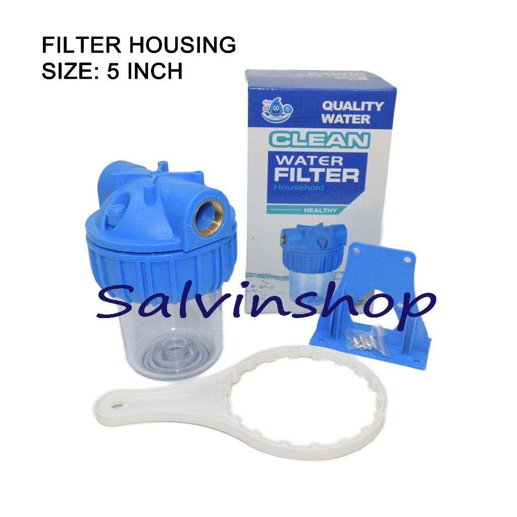 Jual Housing Filter Air 5 inch Clear warna biru | Shopee Indonesia