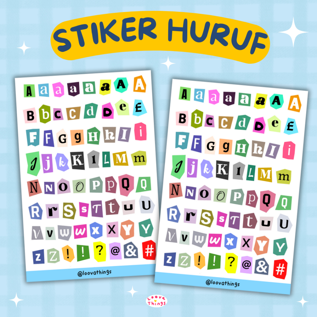 Jual ALPHABETH STICKER | Stiker huruf aestetic | Stiker jurnaling ...