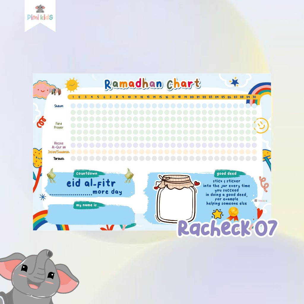 Jual RAMADHAN CHECKLIST RAMADHAN BOARD CHART EID MUBARAK IDUL FITRI ...