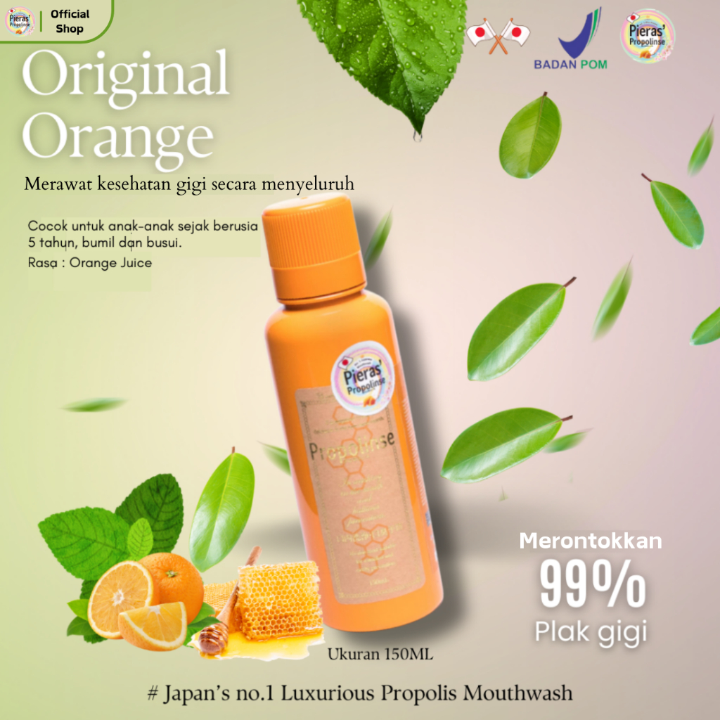 Jual Pieras Propolinse Original Orange Travel Size Mouthwash 150mL Obat ...