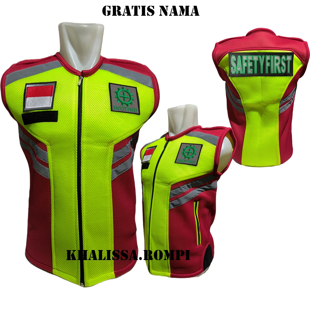 Jual Rompi Proyek Safety K3 Stabilo Merah Bahan Tebal Untuk Pekerjaan ...