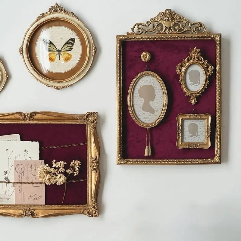 Jual Frame Foto Vintage Photo Frame Gold Maroon Set 4in1 Vintage Frame ...