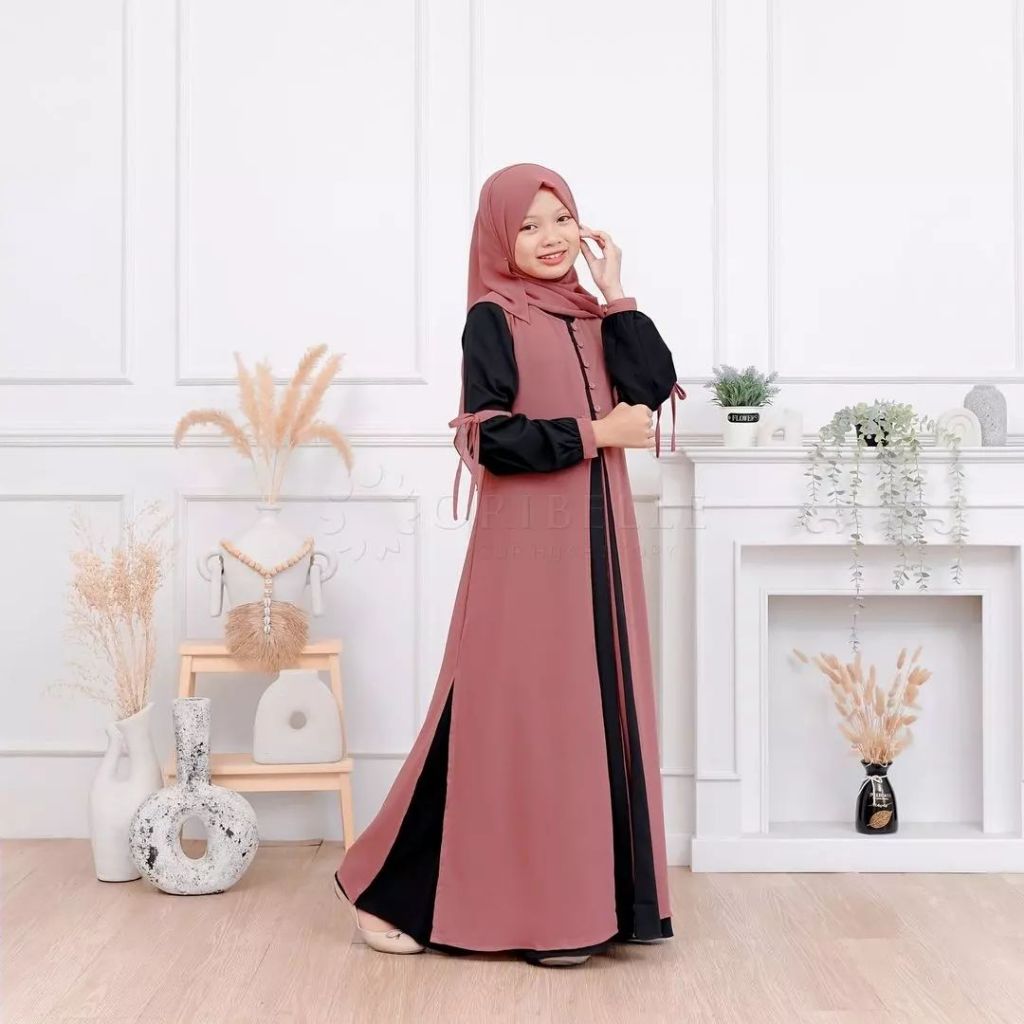 Jual Baju Gamis Anak Tanggung 7-10 Tahun/ Adeeva Set 3in1 Setelan Gamis ...