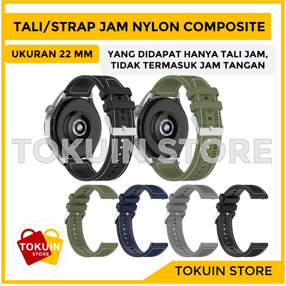 Jual Tali Strap Jam 22mm Nylon Rubber Strap Huawei Watch GT4 GT5 GT 4 5 ...