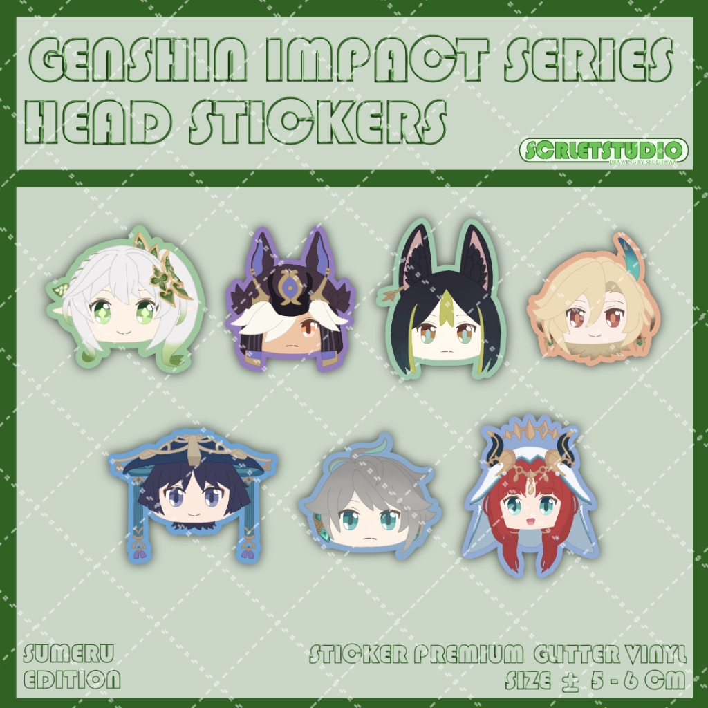 Jual SCRLETSTUDIO STICKER GLITTER PREMIUM QUALITY GENSHIN IMPACT HEAD ...
