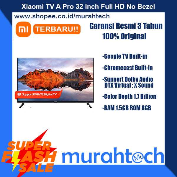 Jual Xiaomi TV A Pro Series 32'' 32 Inch Smart HD Dolby Vision HDR 10 Android Digital Google TV ...