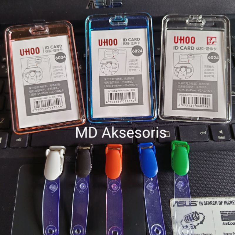 Jual Holder Id Card Transparan Id Card Akrilik Photocard Potrait Landscape + Klip Id Card ...