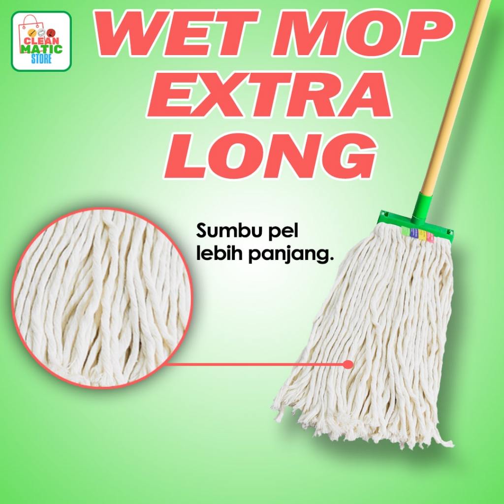 Jual Clean Matic - Alat Pel Mop Ekstra Panjang (Wet Mop Extra Long ...