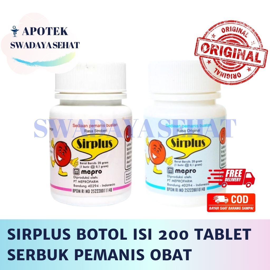 Jual SIRPLUS BOTOL Isi 200 Tablet Pemanis Rasa Strawberry Original ...
