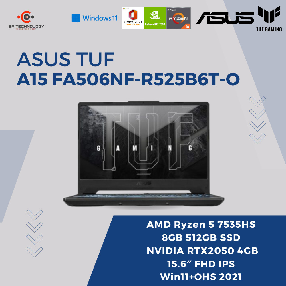 Jual ASUS TUF A15 FA506NF-R525B6T-O R5-7535HS 8GB 512SSD RTX2050 W11 ...