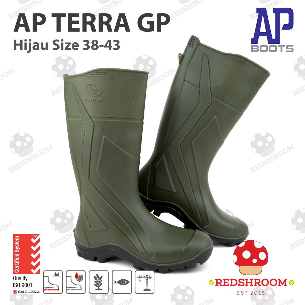 Jual Sepatu Boot Tinggi TERRA GP Hijau AP BOOTS Anti Slip Air Lentur ...