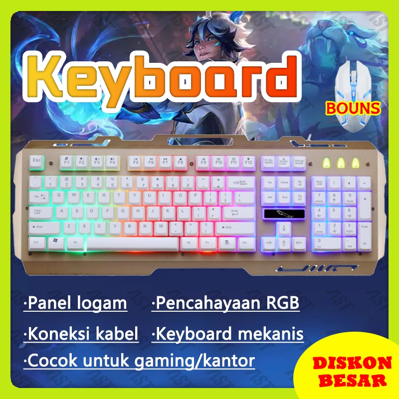 Jual Keyboard kabel blacklight RGB full size mechanical Gaming/Kantor ...