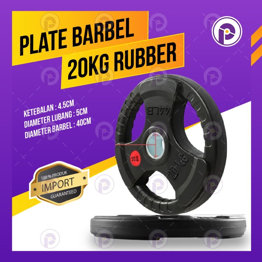 Jual Plate Barbel 20KG Rubber Beban Dumbell Karet Piringan Dambel 20 KG ...