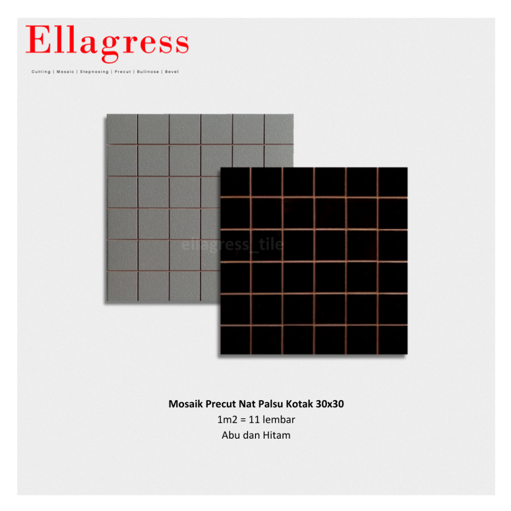 Jual Ellagress Mosaik Precut Nat Palsu Keramik 30x30 ABU HITAM Lantai ...