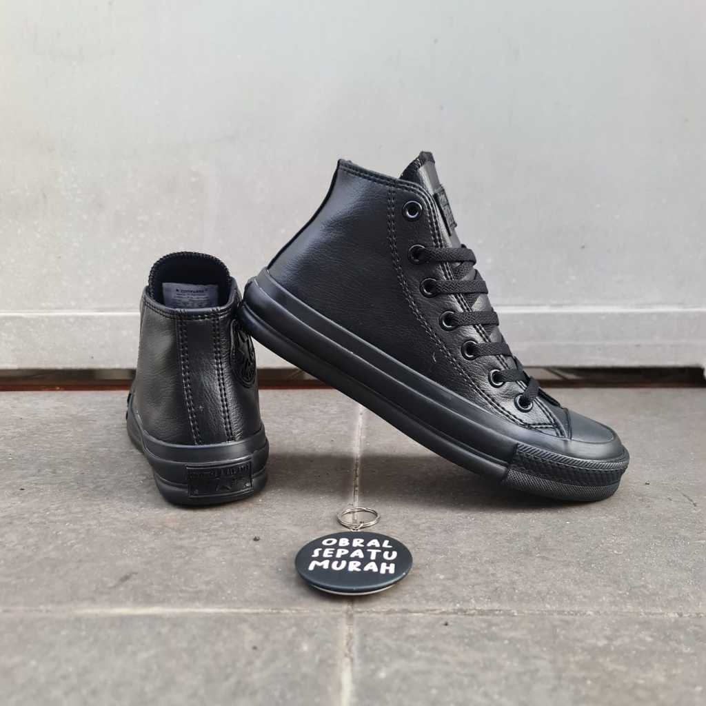 Jual OBRAL SEPATU CONVERSE ALL STAR HIGH KULIT TRIPLE BLACK 38-43 ...