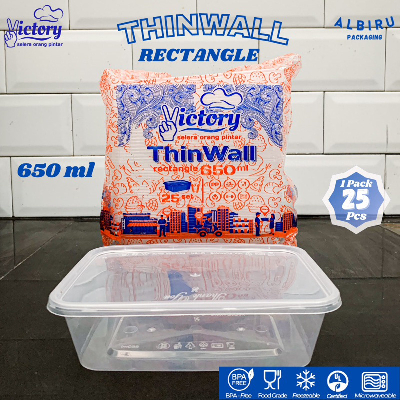 Jual Thinwall Rectangle victory 650ml // Kotak Makan Persegi Panjang ...