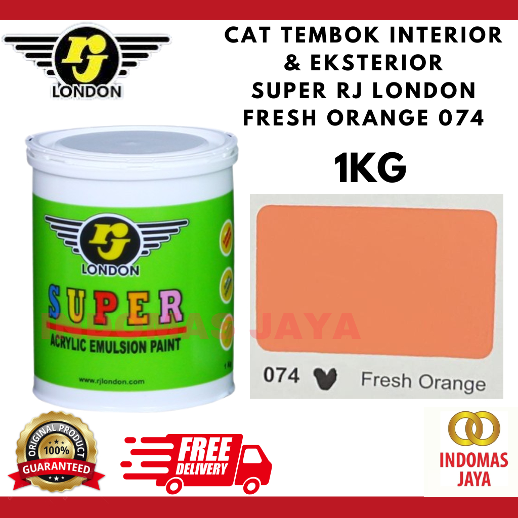 Jual CAT TEMBOK INTERIOR DAN EKSTERIOR SUPER RJ LONDON FRESH ORANGE O74 ...