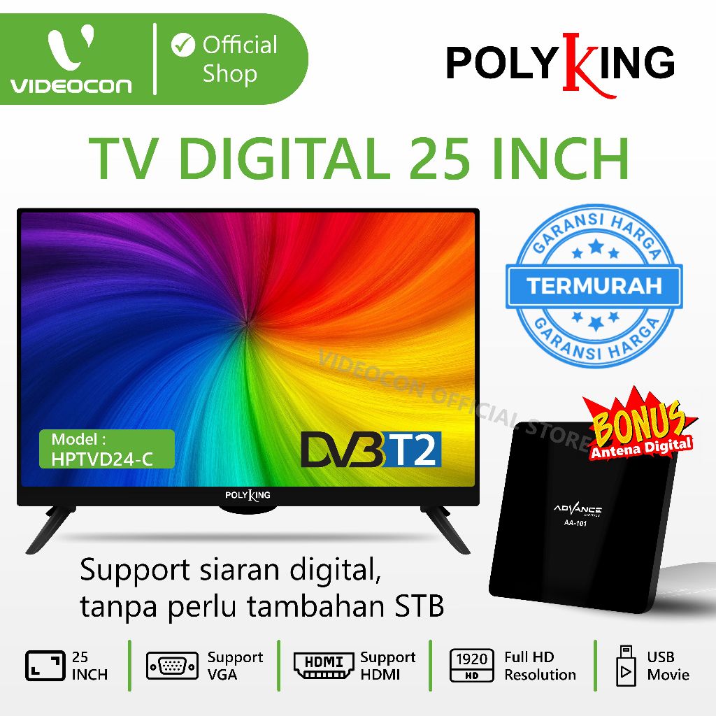 Jual TV Digital Murah Polyking HPTVD24-C Bergaransi | Shopee Indonesia