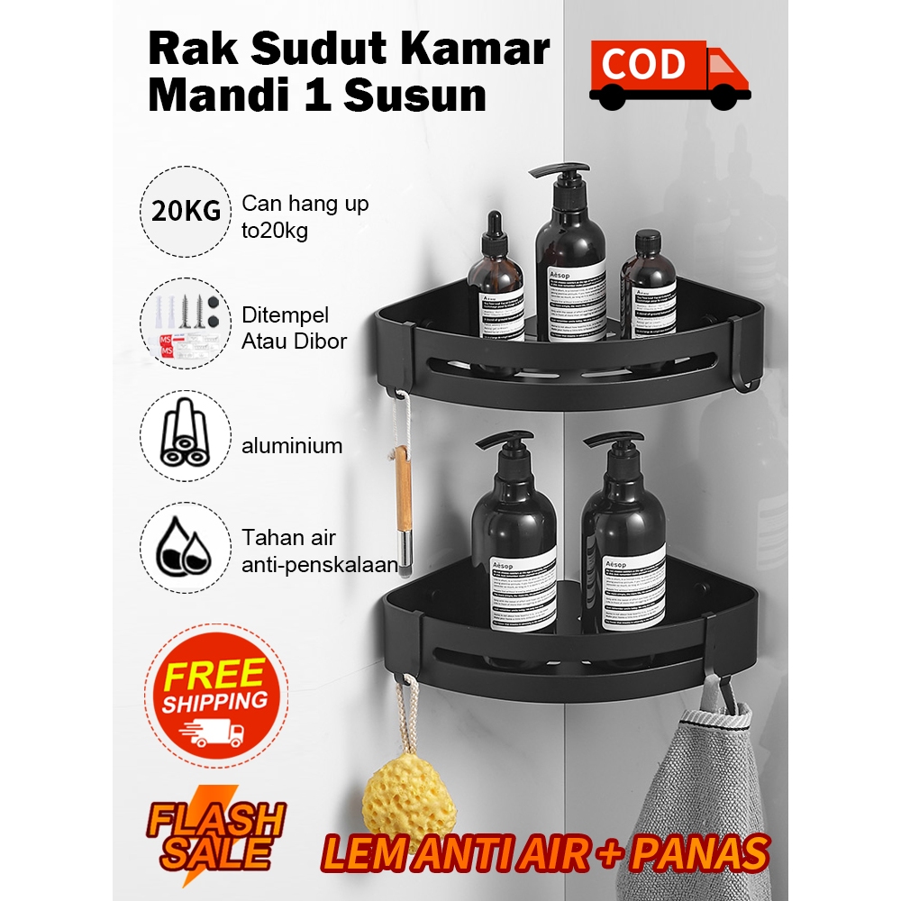Jual Tingkat Rak Sudut Dapur Kamar Mandi Toilet WC Paket lengkap skrup ...