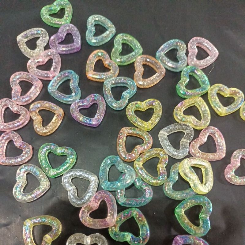 Jual Manik 1,5cm love bolong bening ab mix warna isi 1 pon lubang ...
