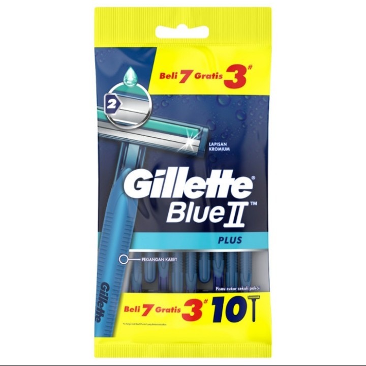 Jual Gillette Blue 2 Gillette Blue II Plus Isi 10 Alat Pisau Cukur ...