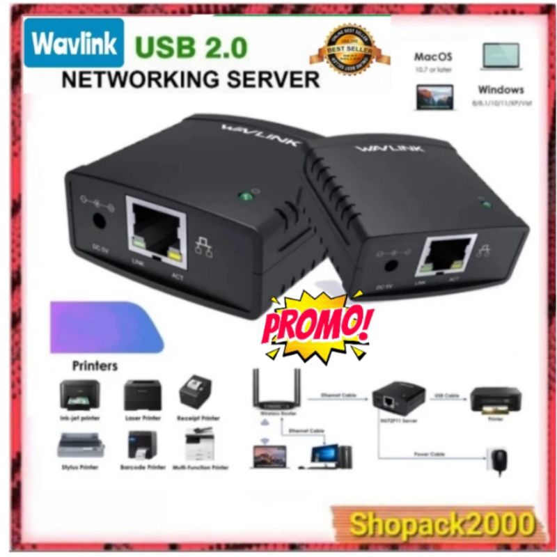 Jual Print Server USB Wavlink 100Mbps Ethernet to USB Sharing Printer ...