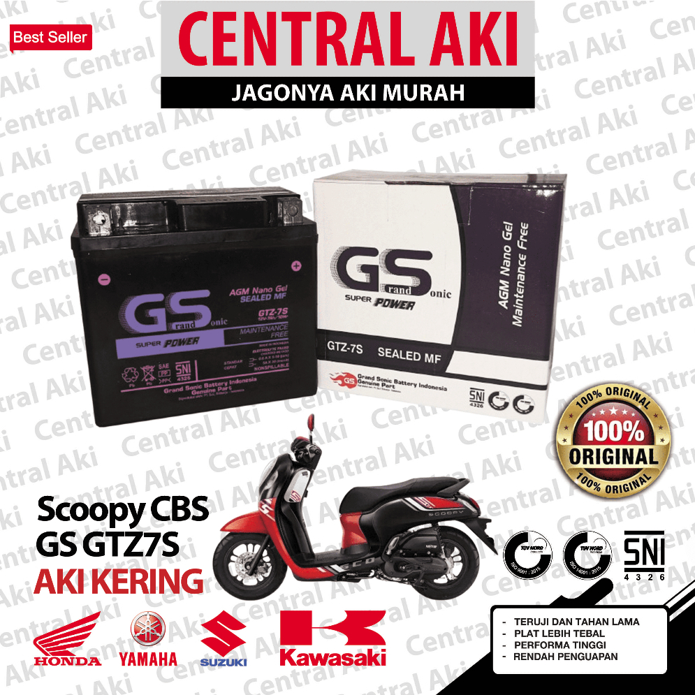 Jual Aki Motor Honda SCOOPY CBS ISS GTZ7S Accu Kering MF | Shopee Indonesia