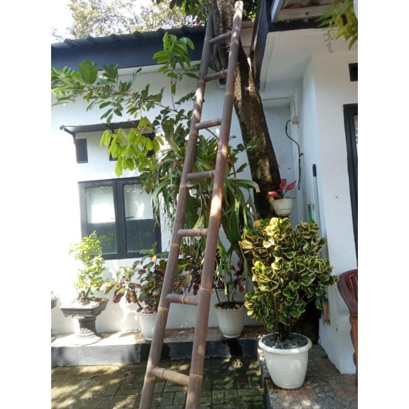 Jual tangga bambu hitam panjang 4 meter | Shopee Indonesia