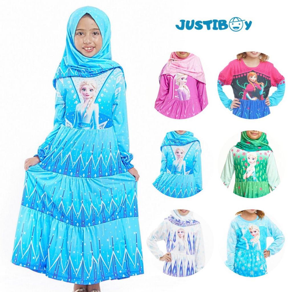 Jual Gamis Anak Princess Frozen Usia 3 - 10 Tahun Free Hijab / Dress ...