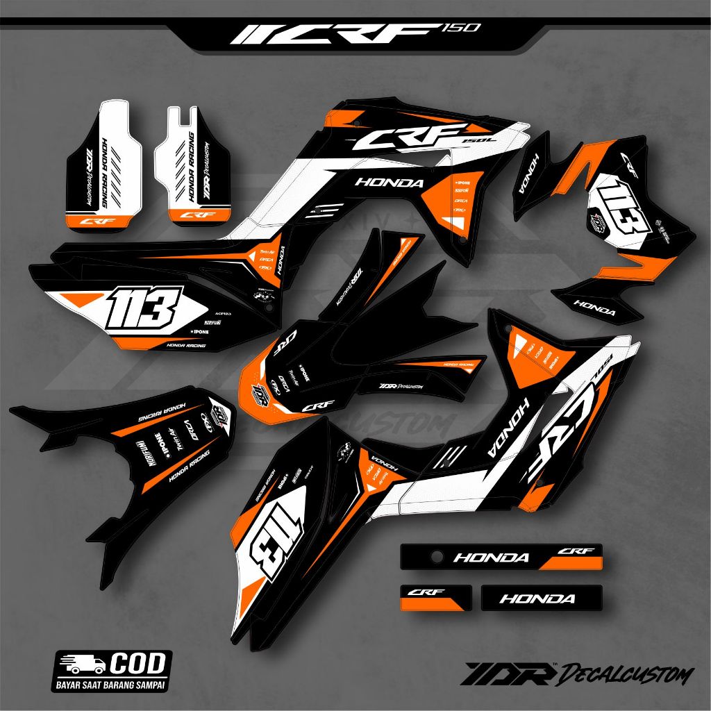 Jual DECAL CRF 150 L HITAM PUTIH MERAH BISA CUSTON NAMA NOMOR DAN WARNA ...