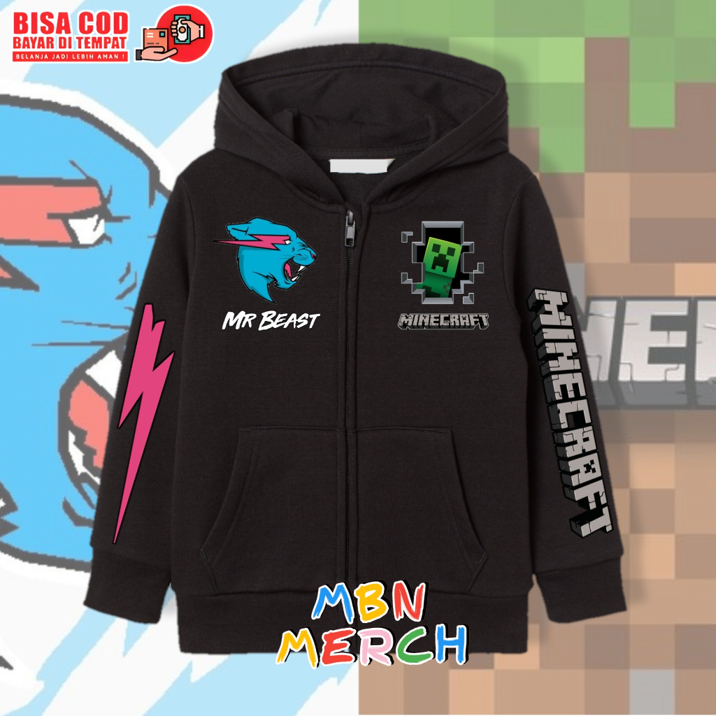 Jual Hoodie zipper anak Mr Beast Minecraft/jaket resleting | Shopee ...
