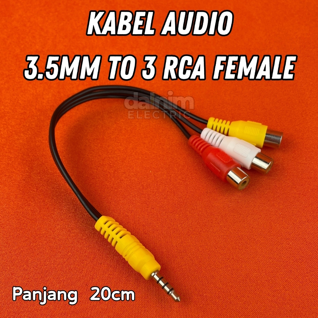 Jual Kabel Audio Jack 3.5mm Male to 3 RCA Female / Audio Cable Kabel Mini Stereo AUX 3.5mm to 3 ...